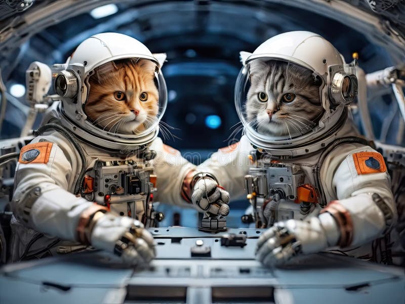 Funny Cats Astronauts at the Space Stock Photo - Image of science ...