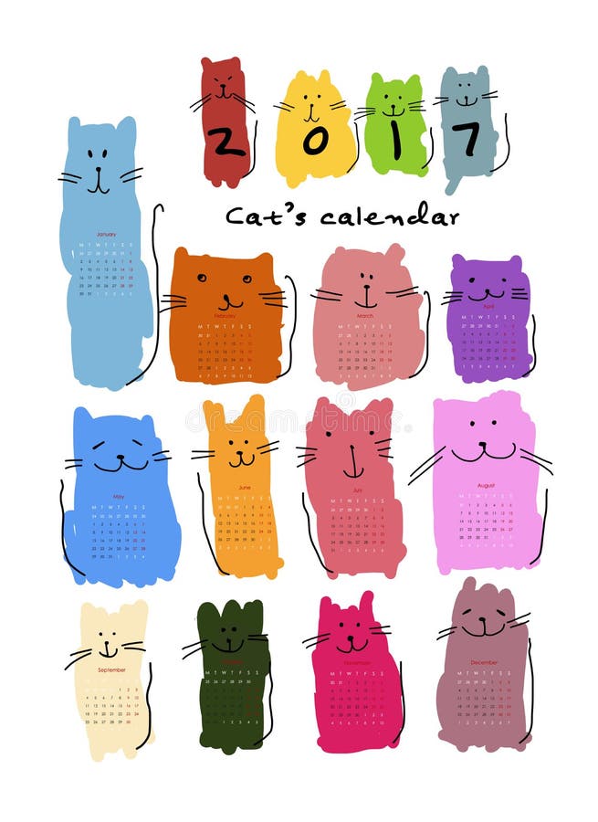 Funny Cats Design Calendar Stock Illustrations – 221 Funny Cats Design ...