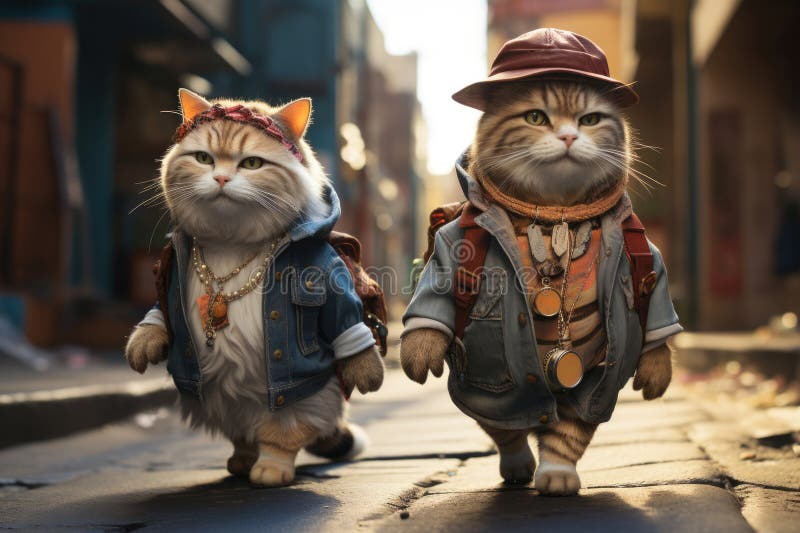 Funny Cats Dressed in Stylish Clothes, Animal Hipsters Stock Photo ...