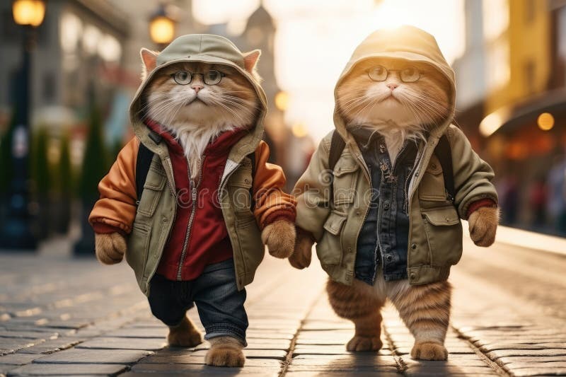 Funny Cats Dressed in Stylish Clothes, Animal Hipsters Stock Photo ...