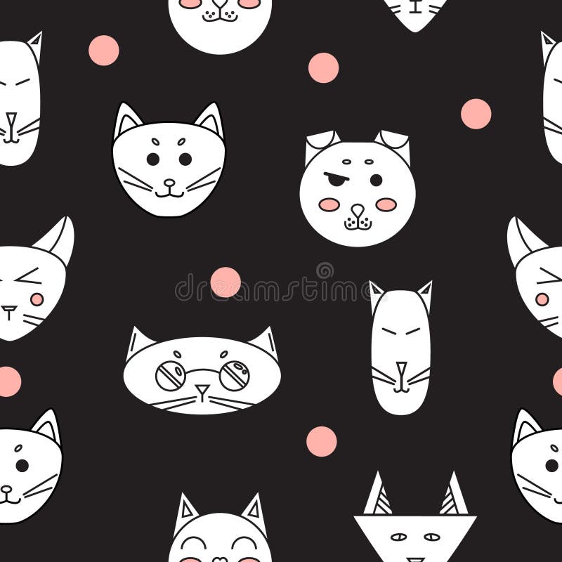 Funny Cats. Seamless Texture. Vector Stock Vector - Illustration of ...