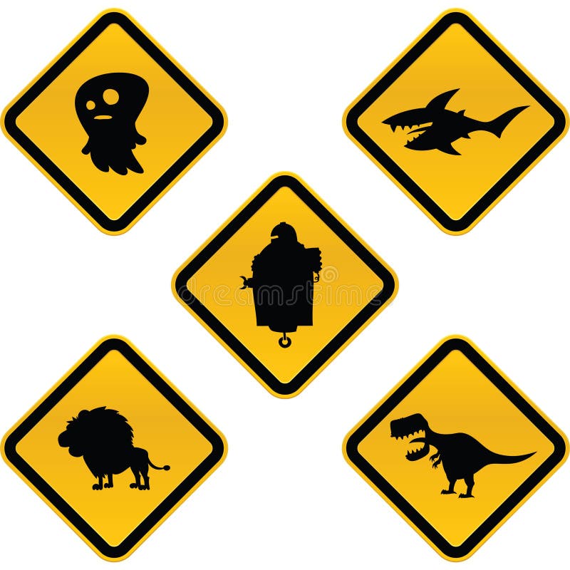 Funny Caution Signs stock illustration. Illustration of robot - 41193829