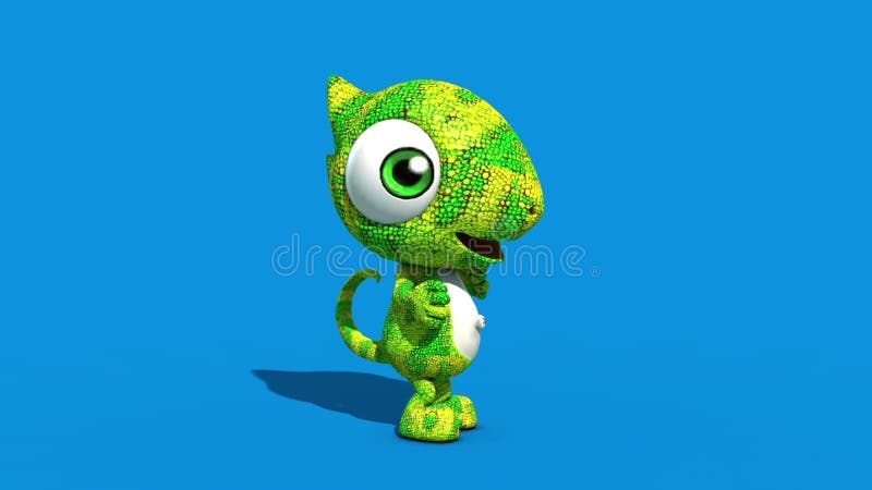 Funny Chameleon Puppet Baby Dance and Talk Side Blue Screen Front 3D ...
