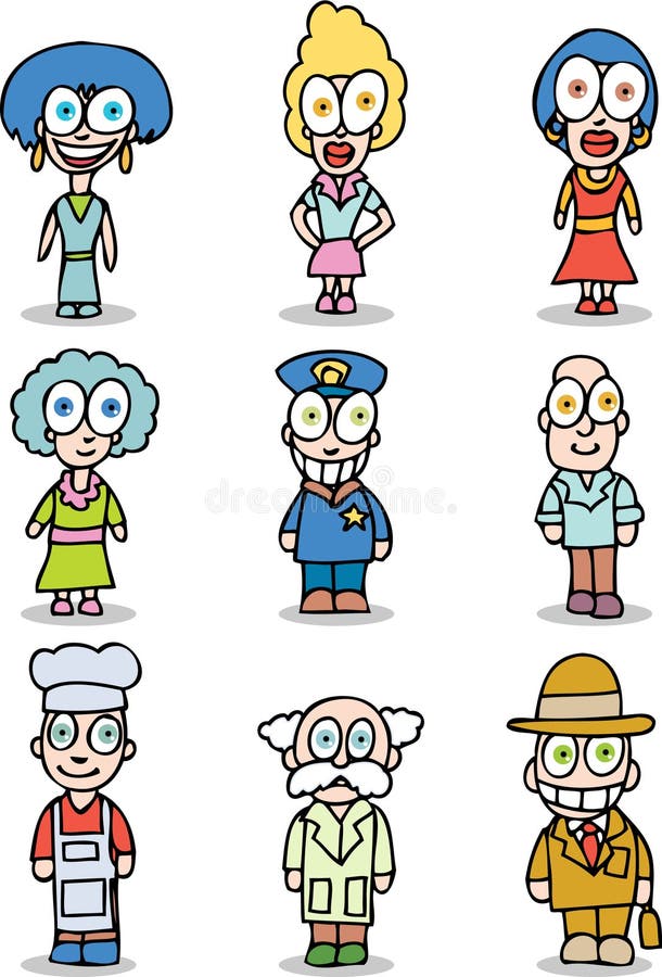 Funny Characters stock vector. Illustration of lady, decoration - 9383149