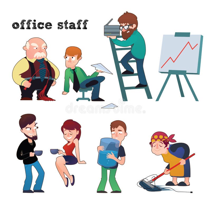 Funny Characters of Typical Office Staff Set Stock Illustration ...