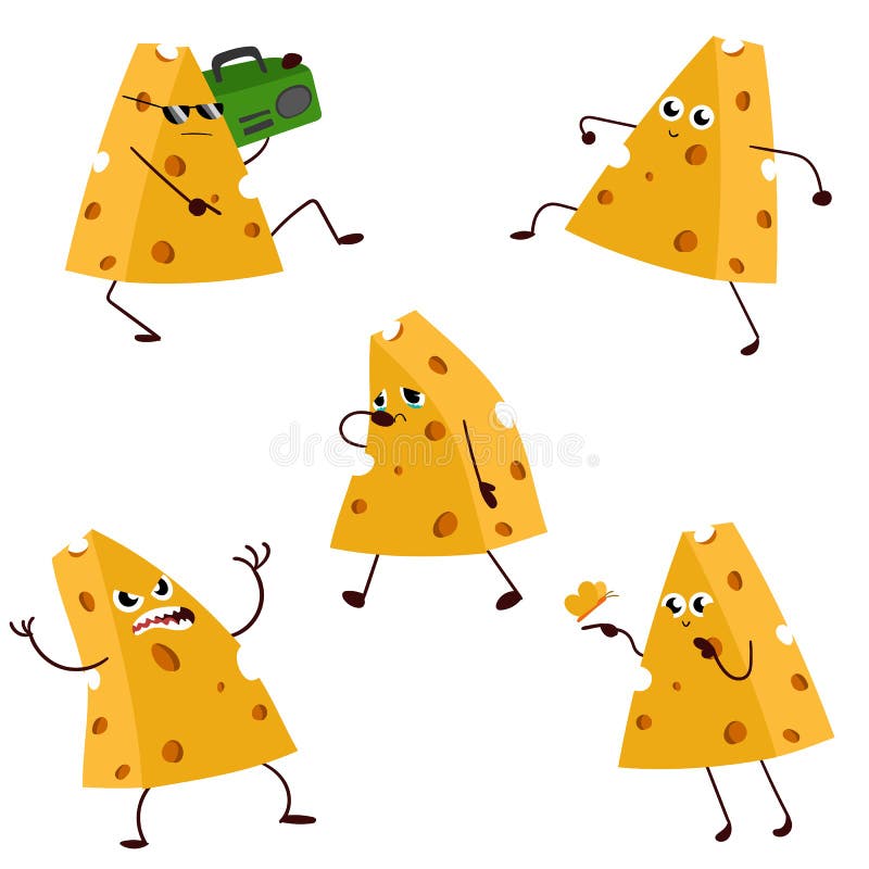 Funny Cheese Character Ilustration Isolated. Food Concept Stock ...