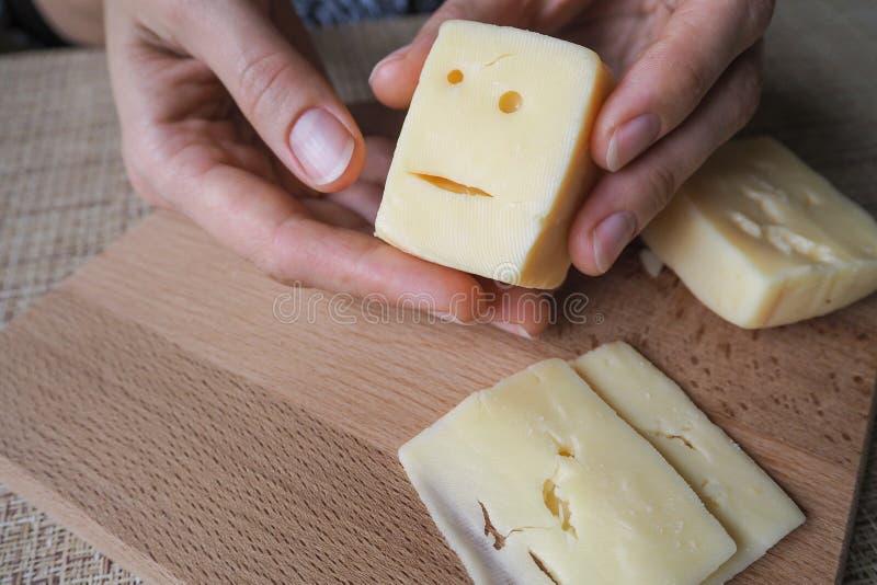 Funny Cheese. a Piece of Cheese with the Face. Stock Image - Image of ...