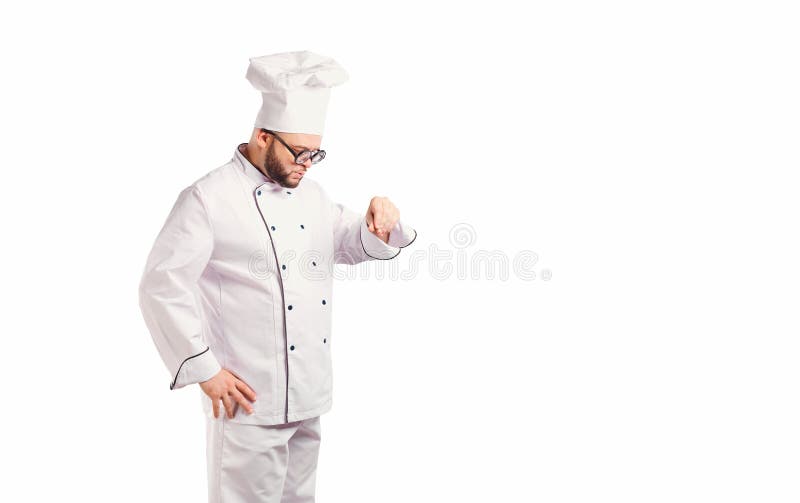 Chef Cook in White Uniform Standing Back View . Stock Image - Image of ...