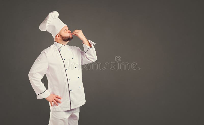 Chef Cook in White Uniform Standing Back View . Stock Image - Image of ...