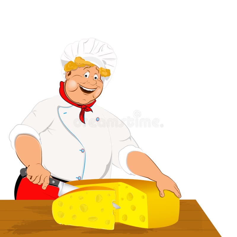 Funny Chef and Dairy Cheese Stock Illustration - Illustration of chef ...