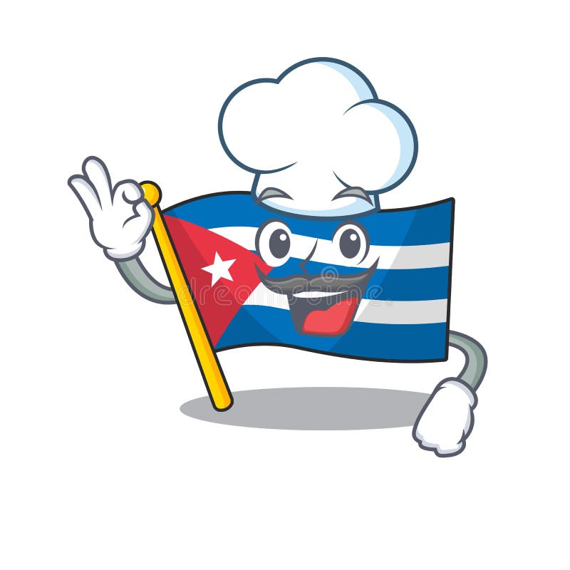 Funny Chef Flag Cuba Scroll Cartoon Character Wearing White Hat Stock ...