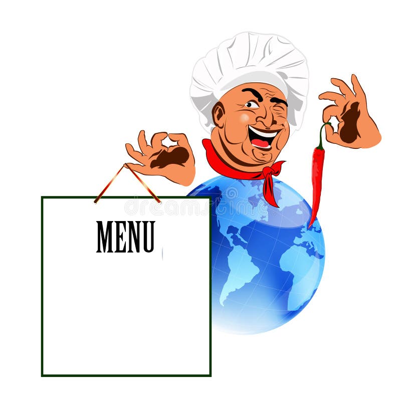 Funny Chef and menu stock illustration. Illustration of boss - 29299046