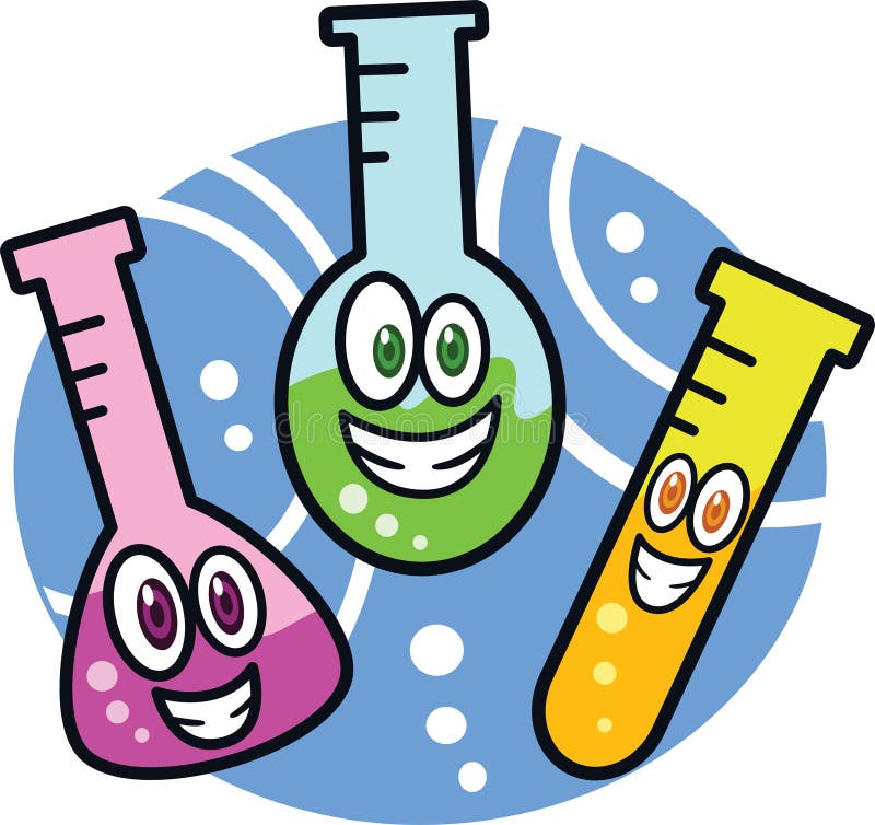 Funny Chemicla Test Tubes Cartoon Stock Vector - Illustration of purple ...