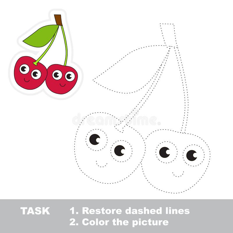 Funny Cherry To Be Traced. Vector Trace Game. Stock Vector ...