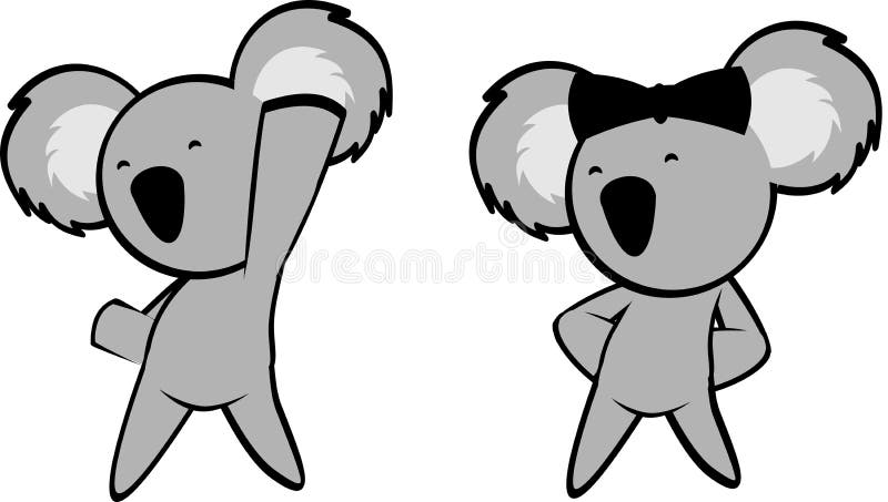 Funny Chibi Koala Cartoon Set Illustration in Vector Format Stock ...