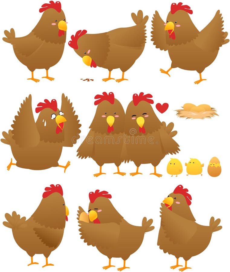 Funny Chicken Cartoon Collection 2 Stock Vector - Illustration of ...