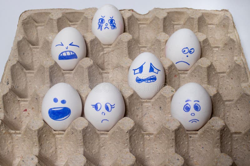 Smiley Eggs with Funny Faces. Funny Chicken Eggs. Stock Image - Image ...