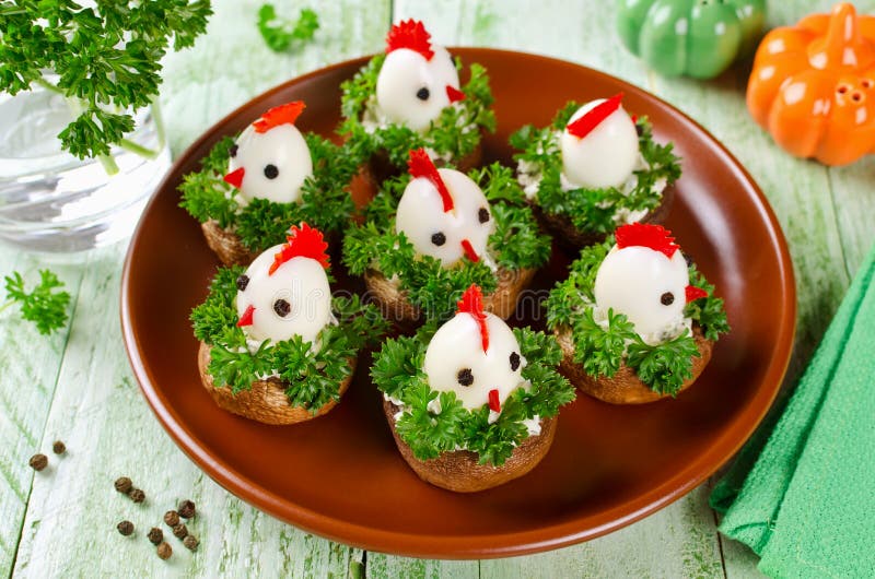 Funny Chickens from Eggs on the Easter Table Stock Image - Image of ...