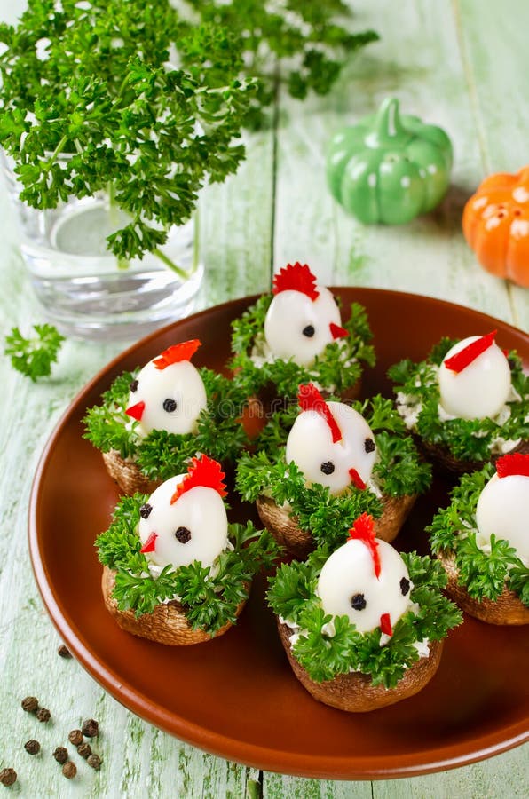 Funny Chickens from Eggs on the Easter Table Stock Image - Image of ...