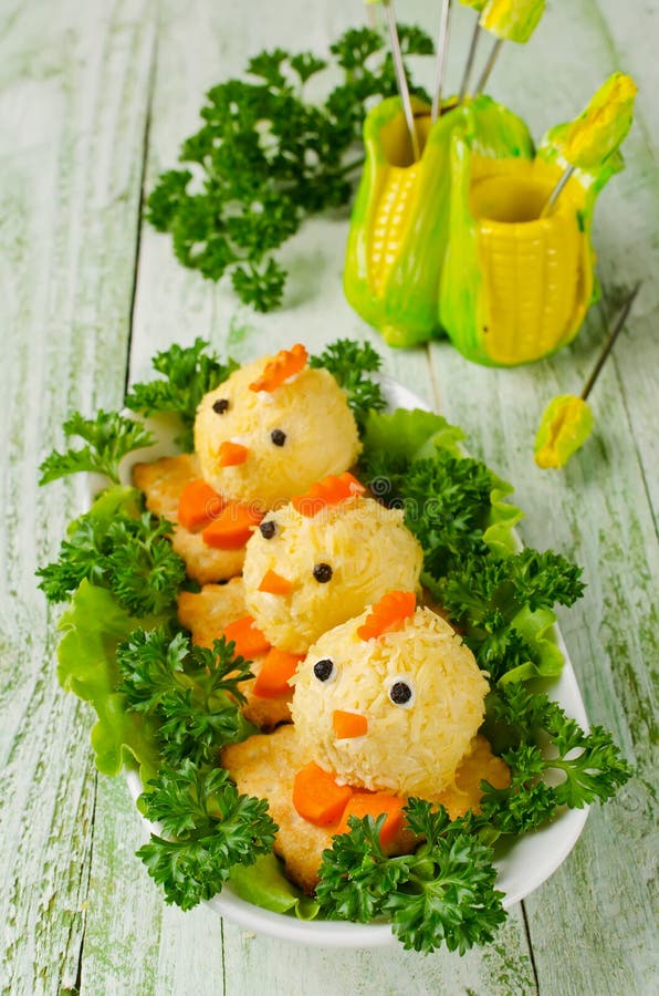 Funny Chickens from Eggs on the Easter Table Stock Image - Image of ...