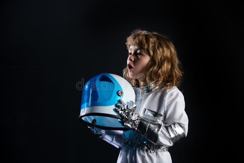 Funny Child Boy Playing Astronaut or Spaceman. Stock Image - Image of ...