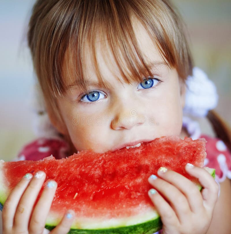Funny Child Eating Watermelon Stock Photo - Image of cute, human: 10897832
