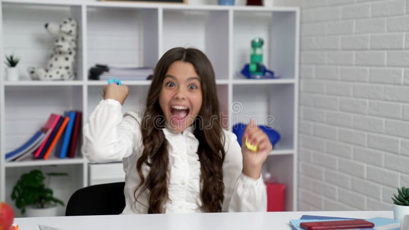 Funny Child in School Uniform Playing Throwing Squeezed Paper in ...