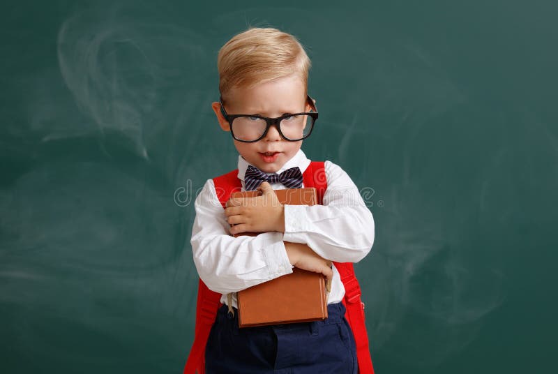 Funny Child Schoolboy Boy Student about School Blackboard Stock Image ...