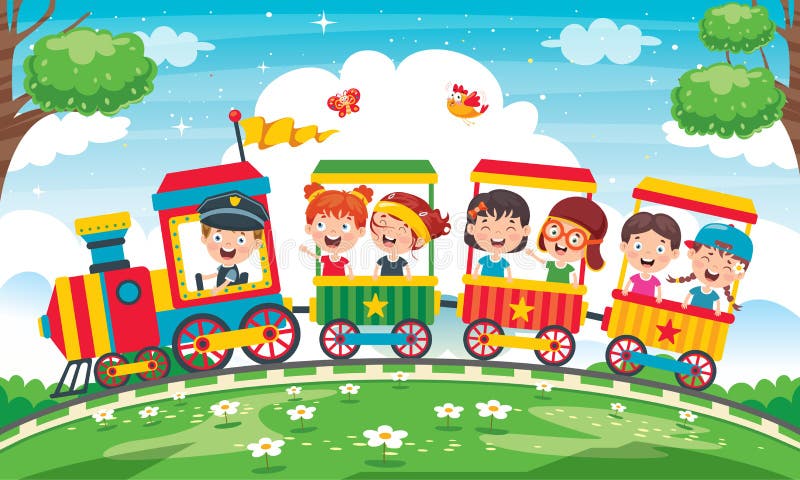 Children Riding Train Stock Illustrations – 348 Children Riding Train ...