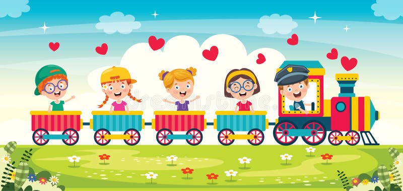 Children Riding Train Stock Illustrations – 348 Children Riding Train ...