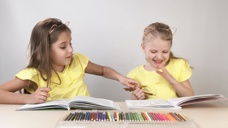 Funny and Funny Children. Children at the Table Dance and Create Stock ...