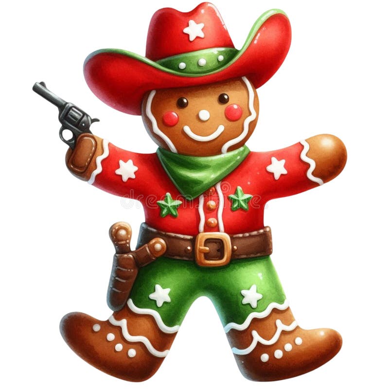 Funny Christmas Cowboy Gingerbread Man Stock Illustration ...
