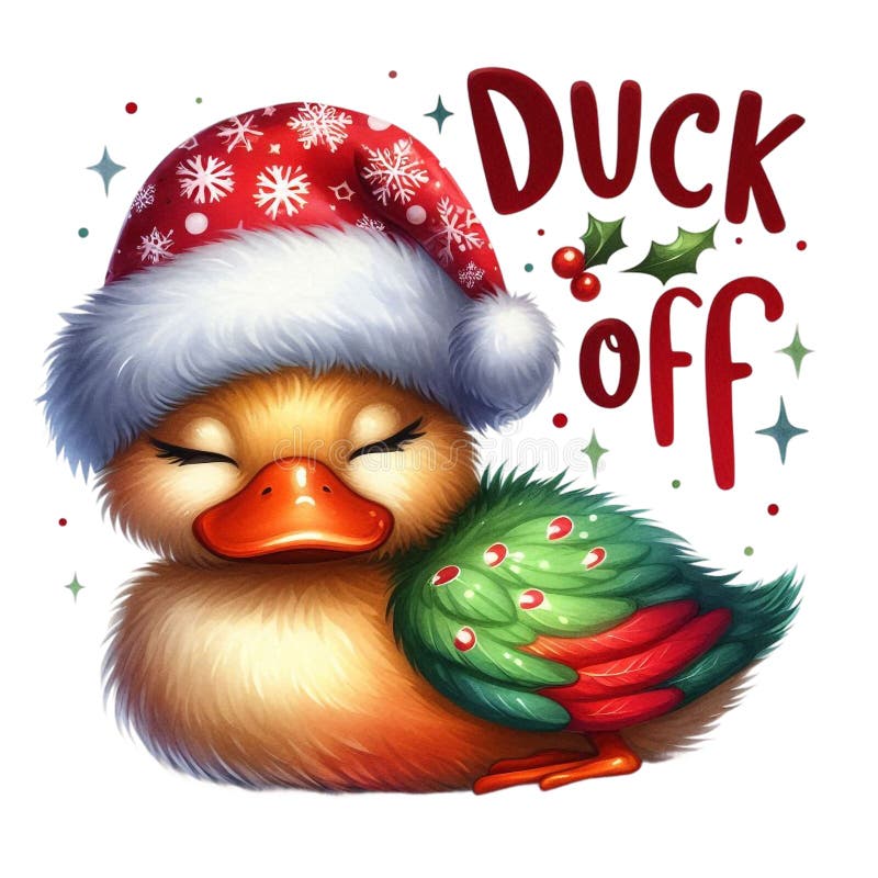 Funny Christmas Duck Quote. Duck Off Stock Illustration - Illustration ...