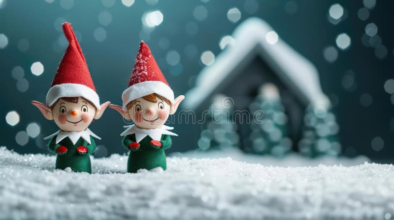 A Funny Christmas Scene with Elves Making Mischief Stock Illustration ...