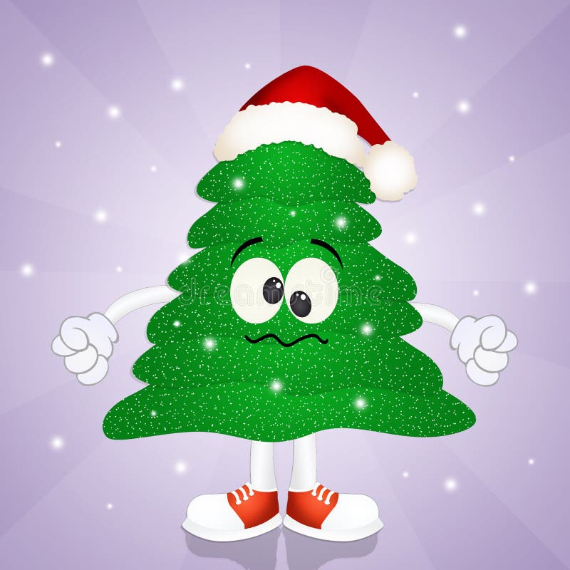 Funny Christmas tree stock illustration. Illustration of snow - 61312424