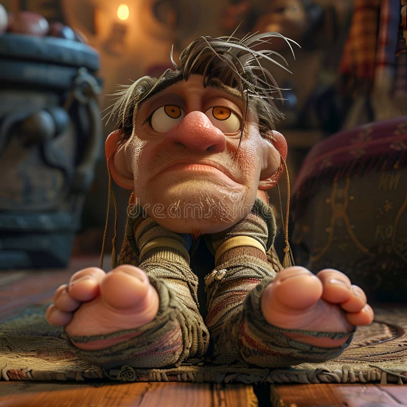 Funny Clay Man in a Dark Room. Stock Illustration - Illustration of ...