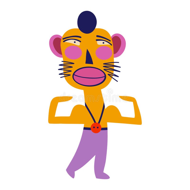 Funny Clockwork Monkey Athlete with a Funny Face and Big Lips. Vibrant ...