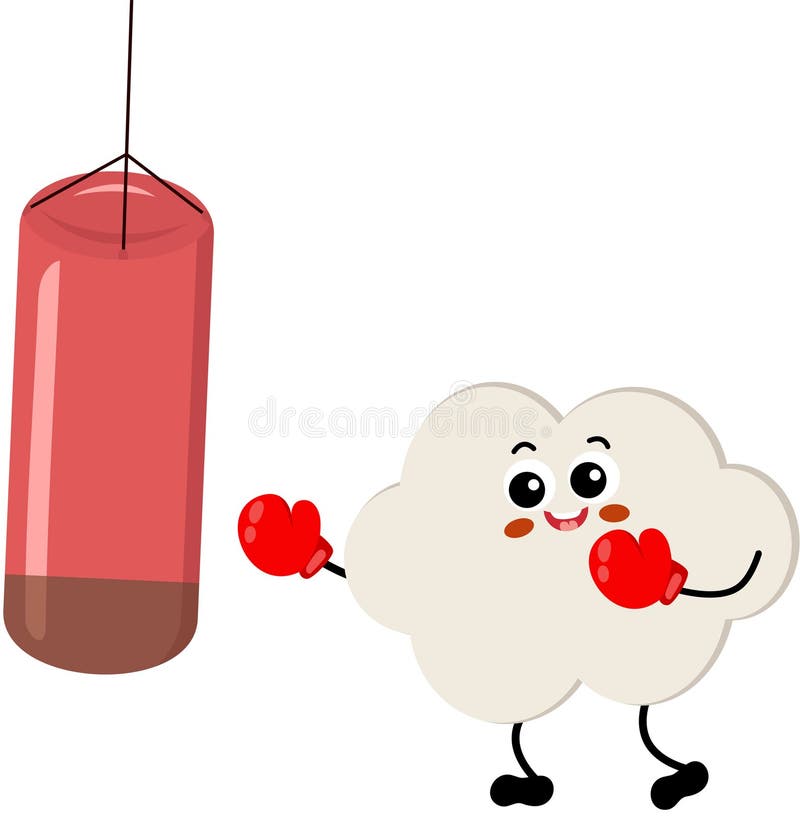Funny Cloud Character Mascot Playing Boxing Stock Vector - Illustration ...