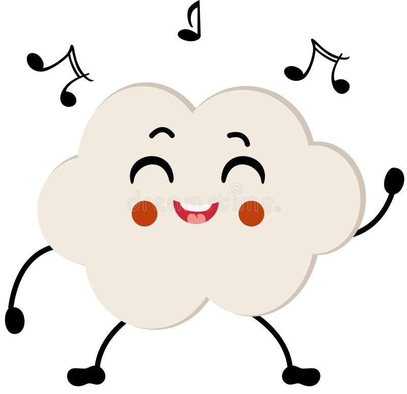 Funny Cloud Mascot Dancing To Music Stock Illustration - Illustration ...