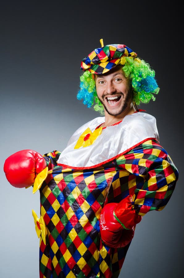 Funny clown with boxing stock photo. Image of circus - 44316578