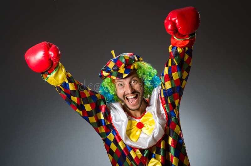 Funny clown with boxing stock photo. Image of entertainment - 44316708