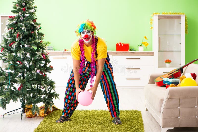 The Funny Clown in Christmas Celebration Concept Stock Photo - Image of ...