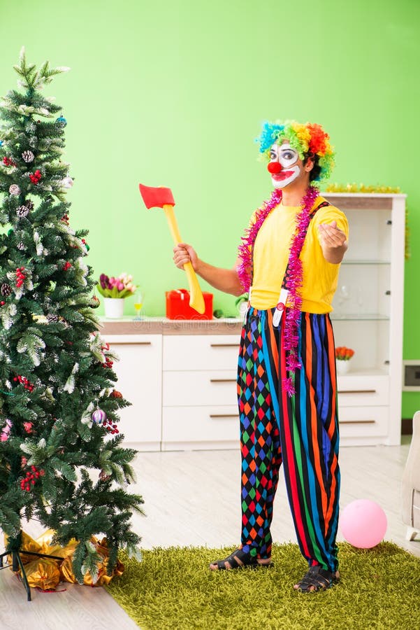 The Funny Clown in Christmas Celebration Concept Stock Photo - Image of ...