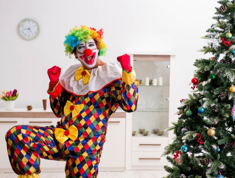 Funny Clown in Christmas Celebration Concept Stock Photo - Image of ...