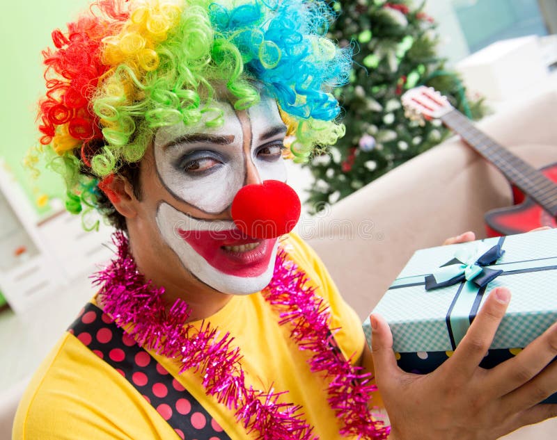 Funny Clown in Christmas Celebration Concept Stock Image - Image of ...