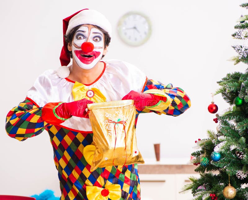 Funny Clown in Christmas Celebration Concept Stock Image - Image of ...