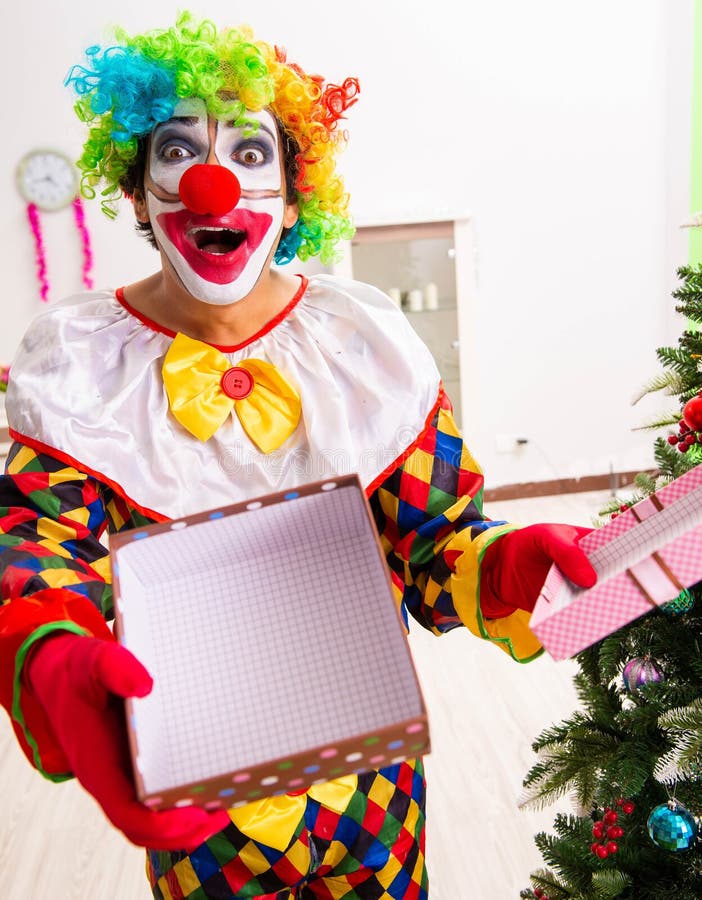 Funny Clown in Christmas Celebration Concept Stock Image - Image of ...