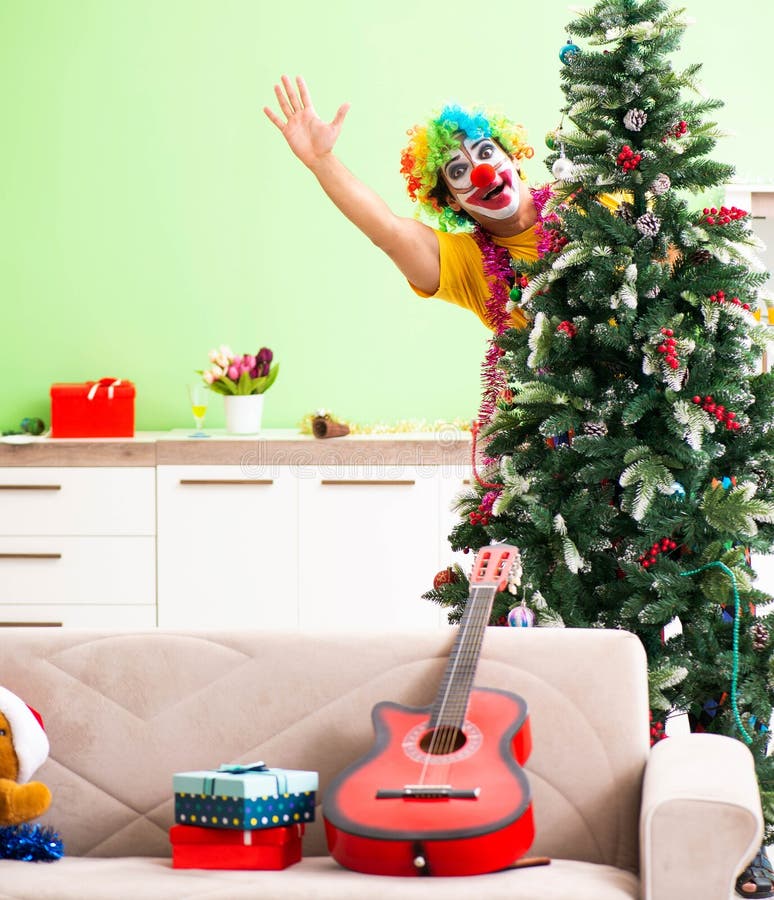 Funny Clown in Christmas Celebration Concept Stock Photo - Image of ...