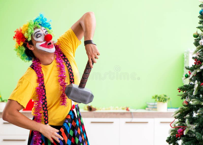Funny Clown in Christmas Celebration Concept Stock Image - Image of ...