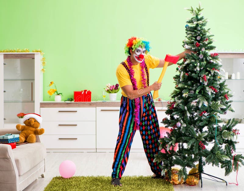 Funny Clown in Christmas Celebration Concept Stock Image - Image of ...